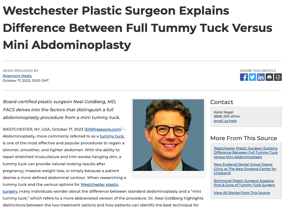Westchester Plastic Surgeon Explains Tummy Tuck vs. Mini Abdominoplasty